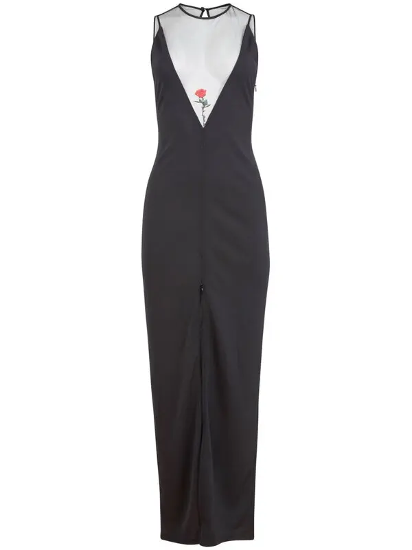 sachin and babi light blue dress Fleur Du Mal Rose-Embroidered Maxi Dress - Black