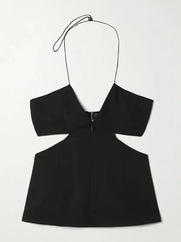 BETTTER Capote Cutout Wool-blend And Satin Halterneck Top
