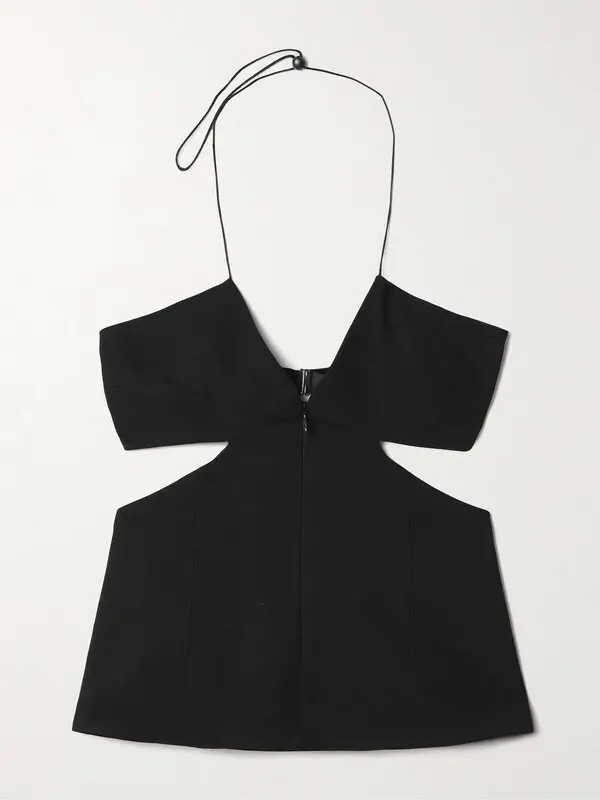 BETTTER Capote Cutout Wool-blend And Satin Halterneck Top