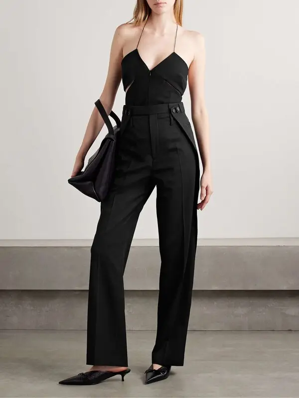 BETTTER Capote Cutout Wool-blend And Satin Halterneck Top