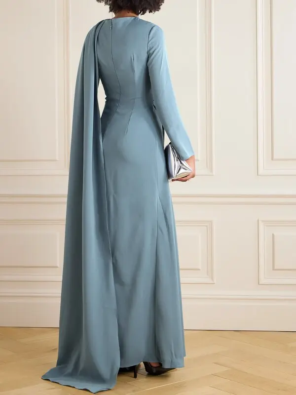 MarMar Halim Draped Scarf-detailed Wrap-effect Gown - Light Blue