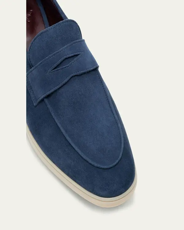 BOUGEOTTE Sporty Suede Penny Loafers - Blue
