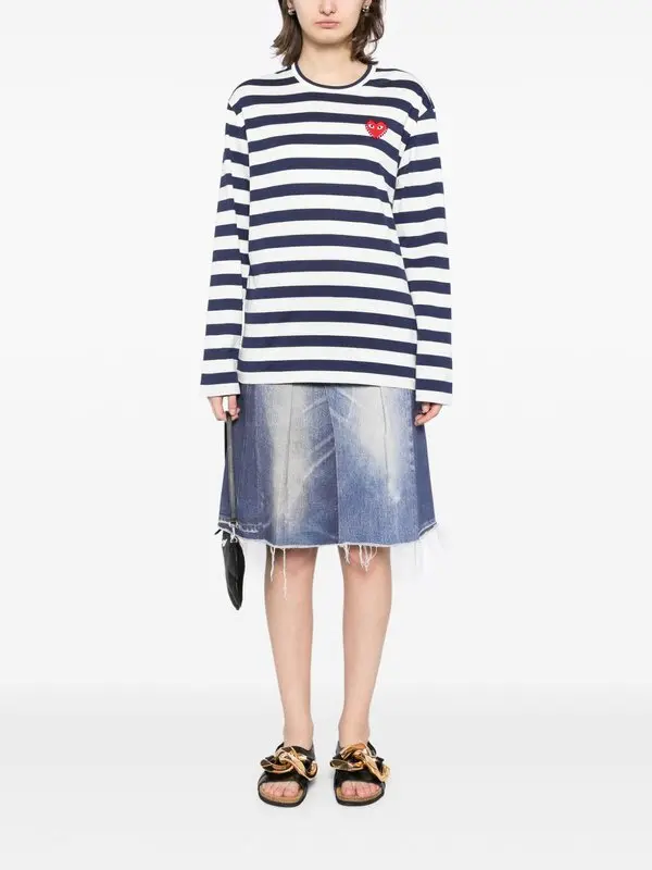 Play Comme Des Garcon Striped T-shirt - White
