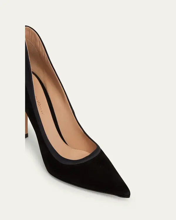 GIANVITO ROSSI Tuxedo Suede Silk Stiletto Pumps