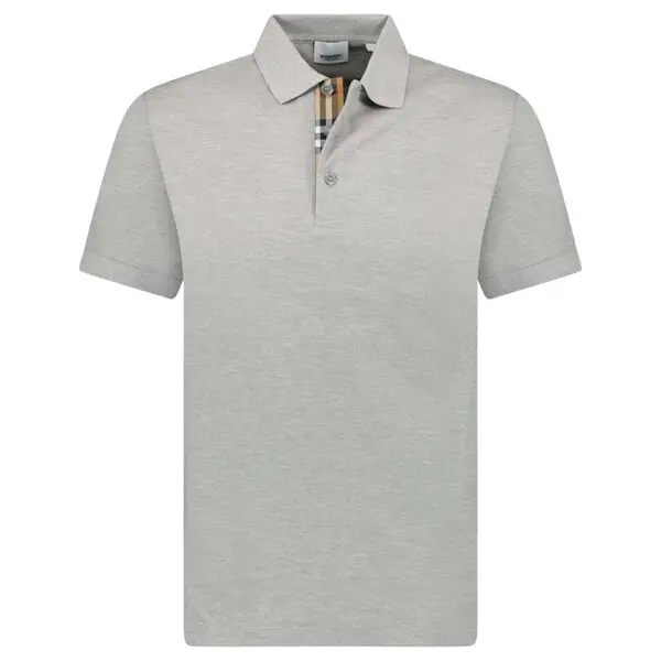 Burberry Hartford Check Placket Polo Shirt - Grey