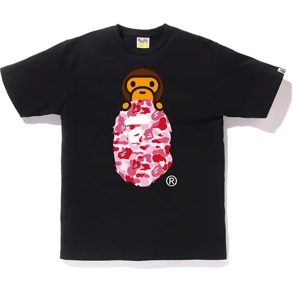 A BATHING APE Abc Milo On Ape Head Tee Shirt - Black/pink