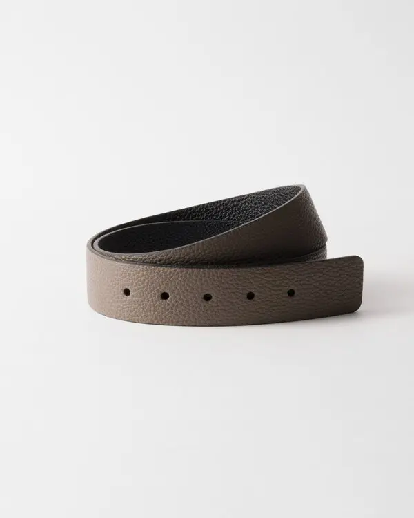 Prada Leather Belt Strap - Bamboo/black