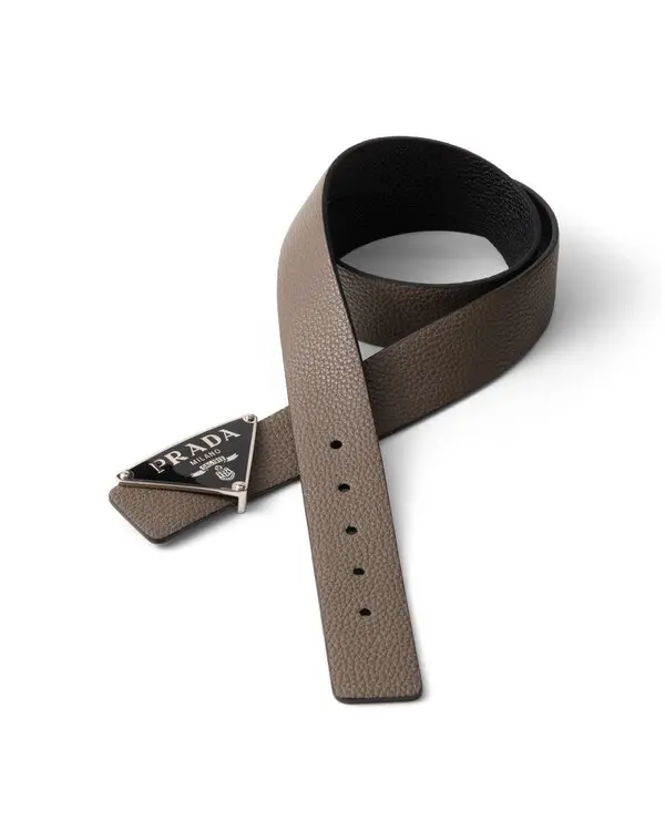 Prada Leather Belt Strap - Grey