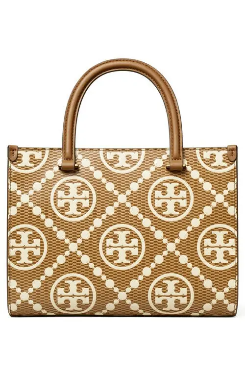 Tory Burch T Monogram Embossed Leather Tote - Walnut