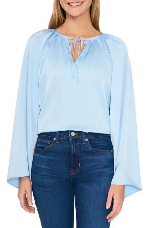 CECE DUPRAZ Satin Peasant Blouse - Waterfall