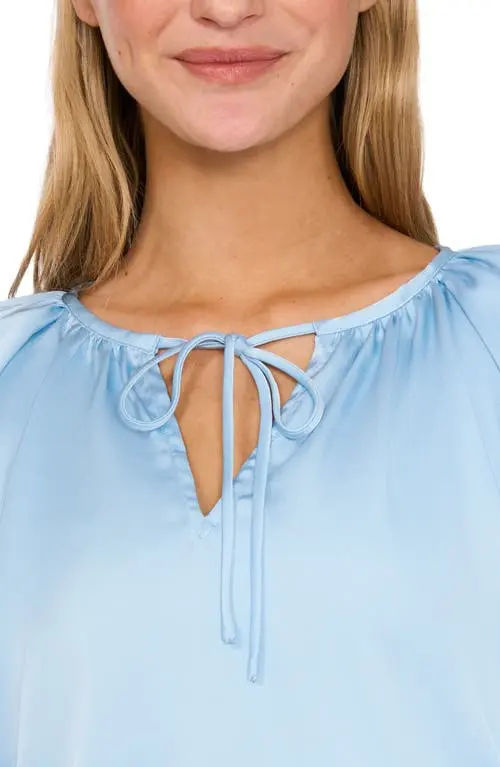 CECE DUPRAZ Satin Peasant Blouse - Waterfall