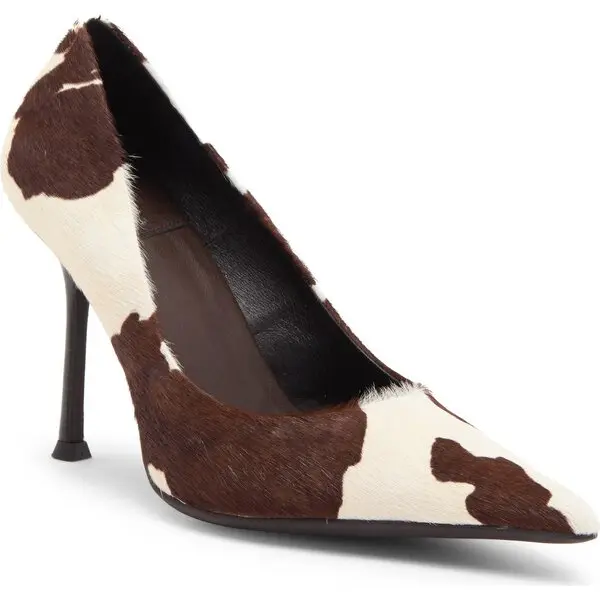 Jeffrey Campbell Risktake Calf Hair Pointed Toe Pump - Brown White Cow