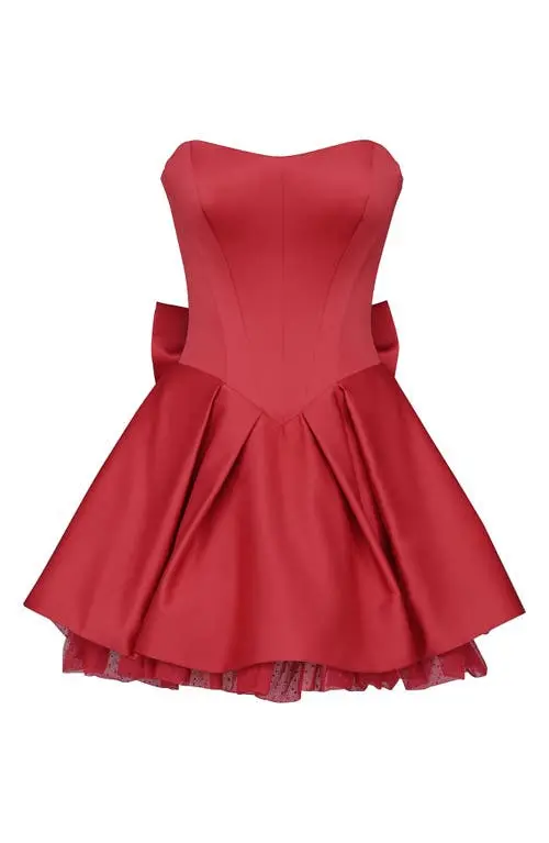 strapless open back dress Embellished Halter Neck Ruffle Maxi Dress in Red - 10 main image 0