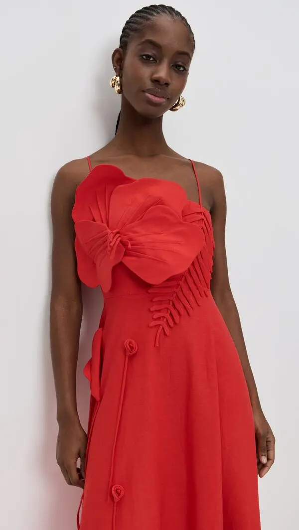 farm rio porcelain garden red midi dress FARM Rio Porcelain Garden Red Midi Dres