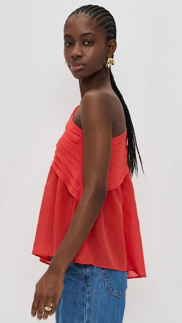Farm Rio One-shoulder Blouse With Rosette Detail