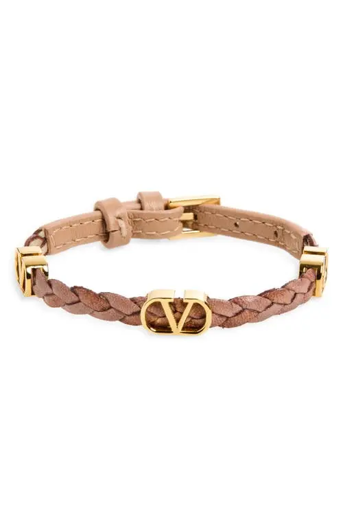Valentino Garavani Vlogo Braided Leather Bracelet - Rose
