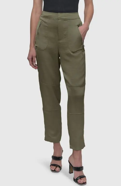 Dkny Zip Pocket Ankle Length Satin Trousers - Utility Gr