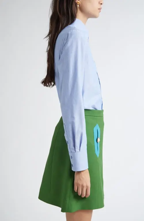 Valentino Garavani Bejeweled Cotton Poplin Button-down Shirt - Light Sky
