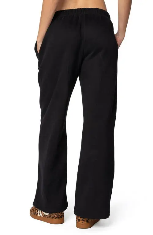 EDIKTED Logo Wide Leg Sweatpants - Black
