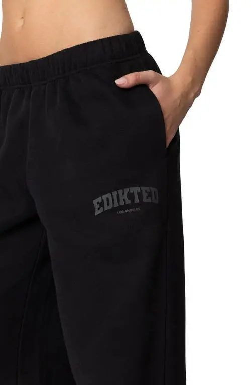 EDIKTED Logo Wide Leg Sweatpants - Black