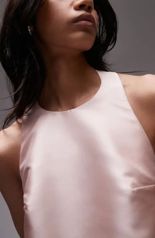 Topshop Open Back Satin Halter Mini Dress In Pink - 25% Off | Editorialist