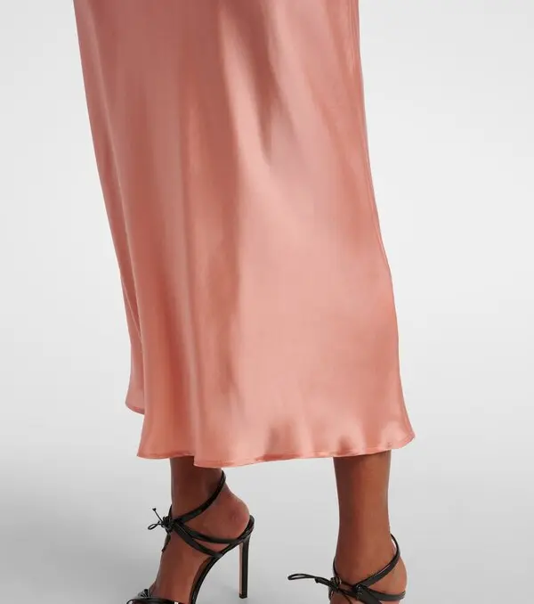 Rixo Ardith Silk Satin Midi Skirt