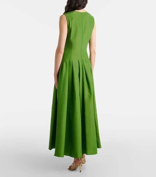 Carolina Herrera Pleated Cotton-blend Maxi Dress