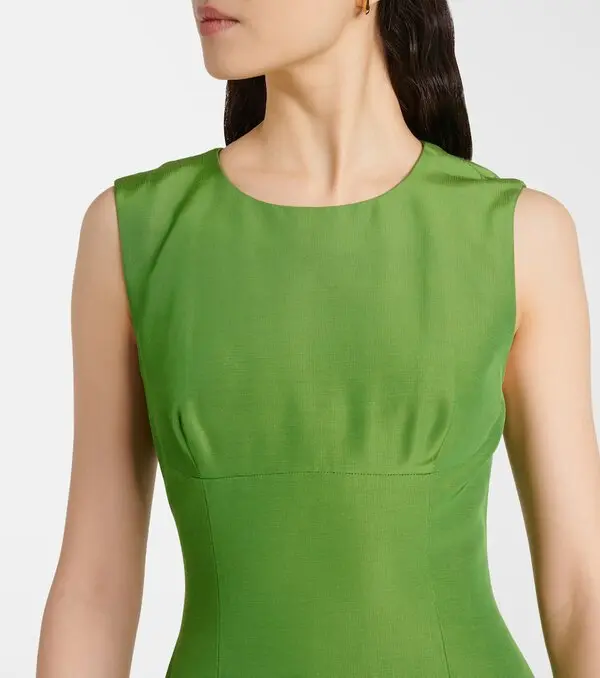 Carolina Herrera Pleated Cotton-blend Maxi Dress