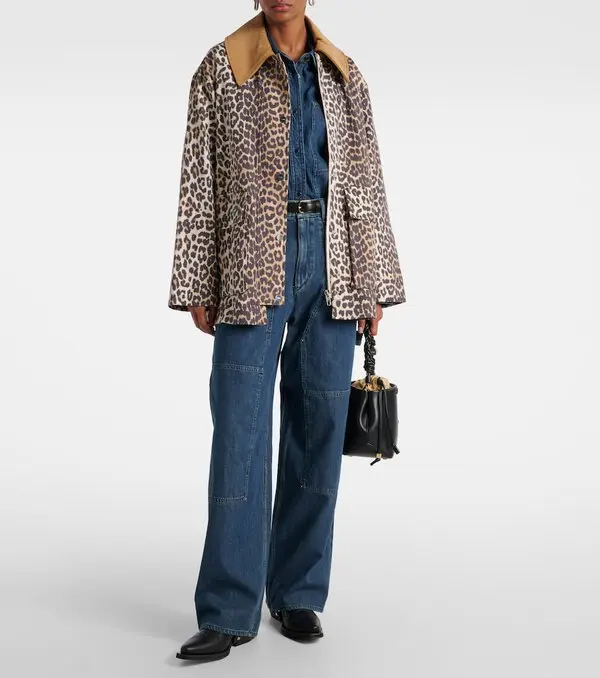 GANNI Leopard-print Canvas Jacket
