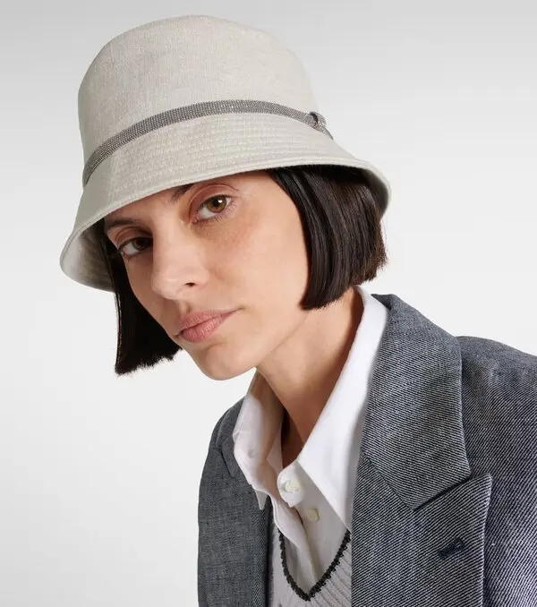 Brunello Cucinelli Linen Canvas Bucket Hat - Beige
