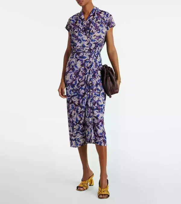 Dries Van Noten Printed Midi Dress - Blue