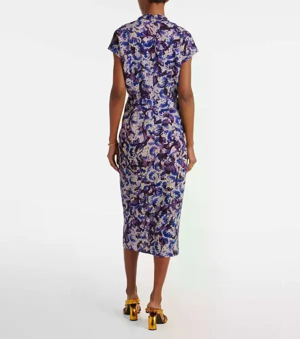 Dries Van Noten Printed Midi Dress - Blue