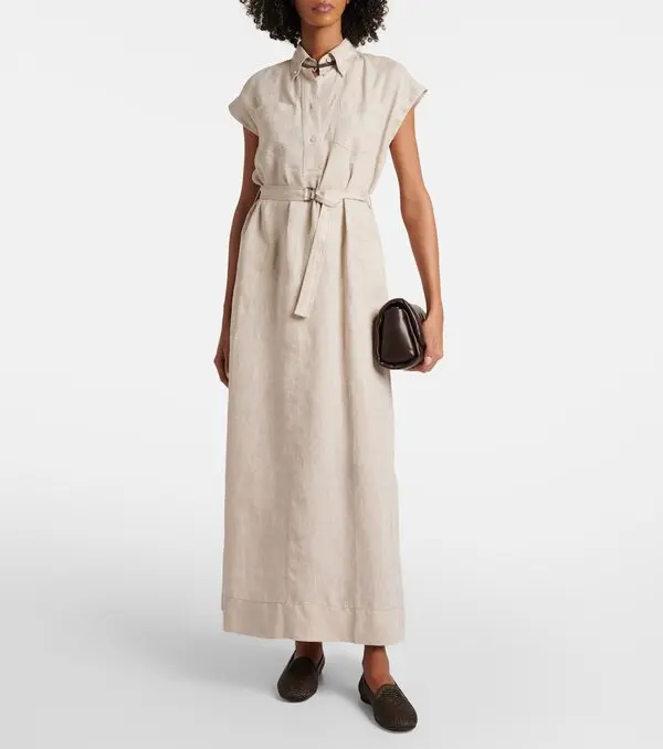 Brunello Cucinelli Linen Maxi Dress - Beige