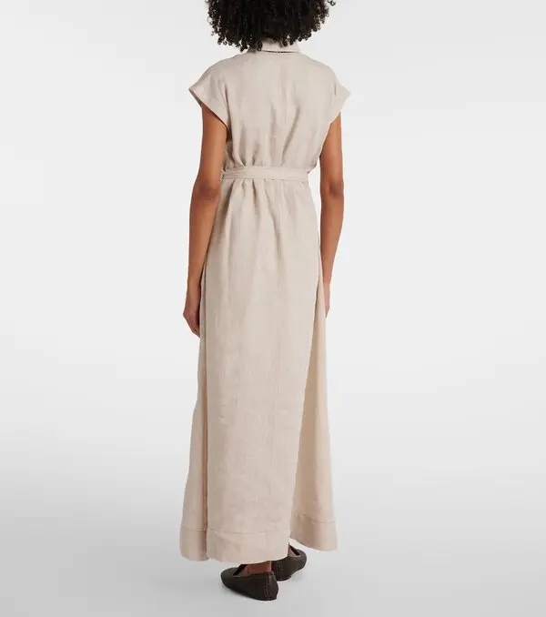 Brunello Cucinelli Linen Maxi Dress - Beige