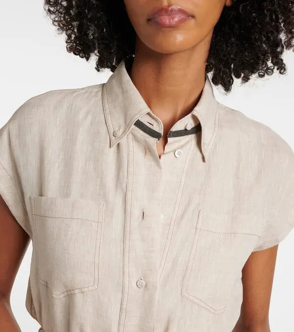 Brunello Cucinelli Linen Maxi Dress - Beige