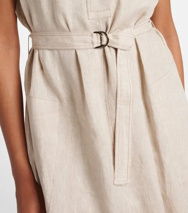 Brunello Cucinelli Linen Maxi Dress - Beige
