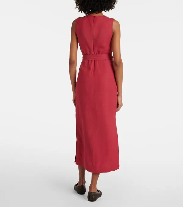Brunello Cucinelli Gathered Midi Dress - Red