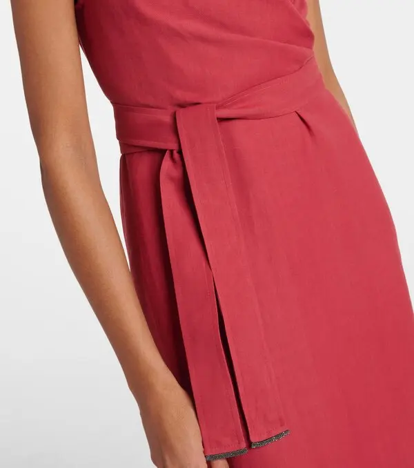 Brunello Cucinelli Gathered Midi Dress - Red