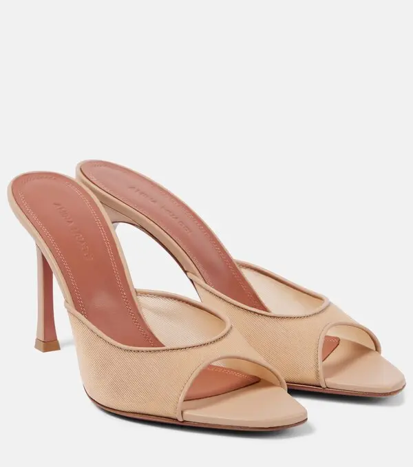 Amina Muaddi Alexa 95 Mesh Mules - Beige