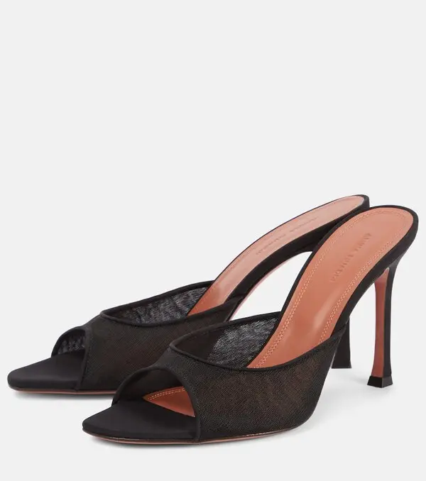 Amina Muaddi Alexa 95 Mesh Mules - Black