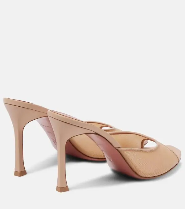 Amina Muaddi Alexa 95 Mesh Mules - White