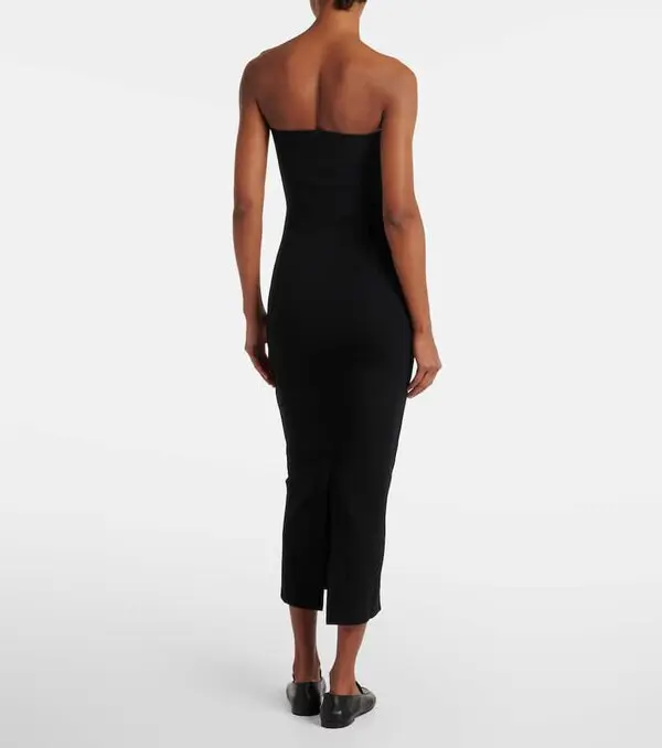 knee length dresses for ladies LESET Rio Bandeau Dress in Black in Ponte