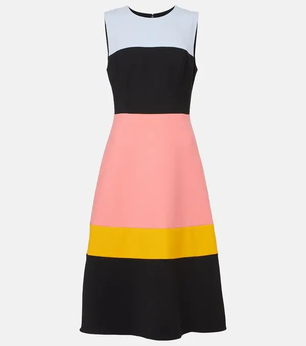 Carolina Herrera Colorblocked Wool-blend Midi Dress - Multicoloured
