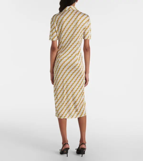 Versace Chain Stripe Satin Shirt Dress - White