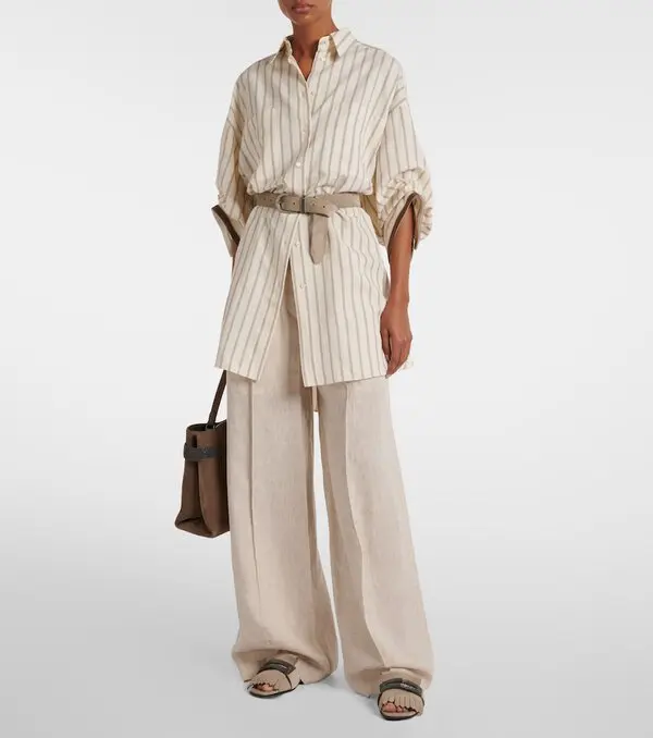 Brunello Cucinelli Fringed Suede Slippers - Beige