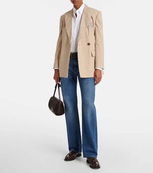 Brunello Cucinelli Cotton And Silk Striped Blazer