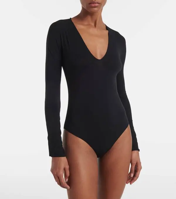 Wolford The V Neck Bodysuit - Black