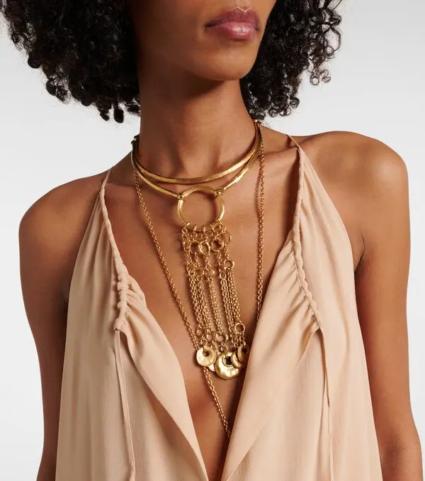 Chloé Tiered Silk Georgette Maxi Dress - Beige