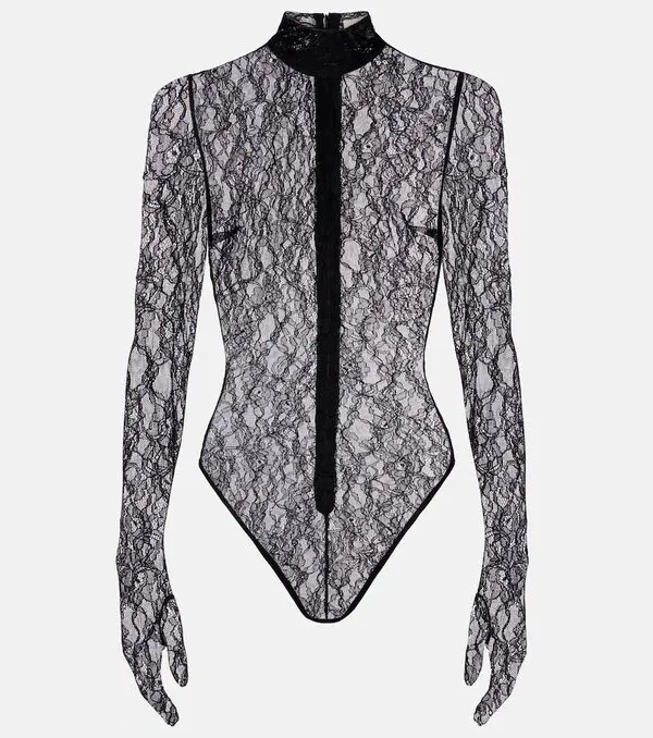 THE NEW ARRIVALS ILKYAZ OZEL Deya Lace Bodysuit - Black