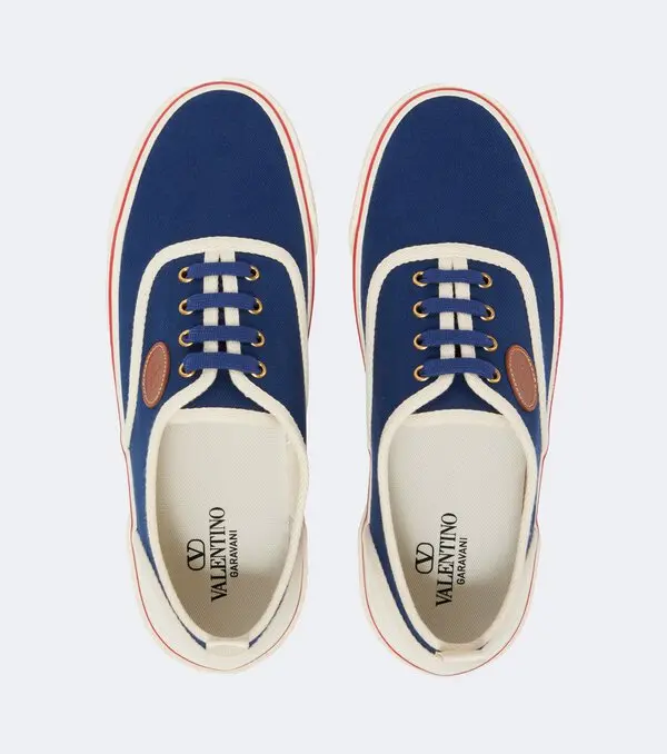 Valentino Garavani Nojoke" Lace-up Canvas Sneakers - Blue